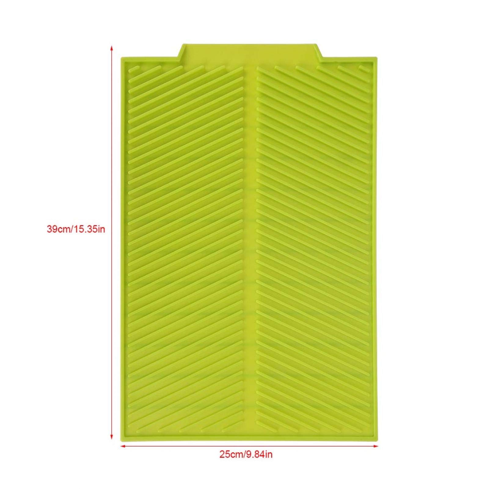 Drain Mat Universal Drain Board Drying Dishes Non-Slip Roll-Up drying Rack Pad Silicone Heat Resistant Slip-proof Tray(green)