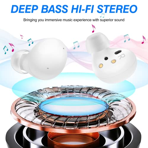UrbanX Street Buds 2 for Samsung Galaxy A53 5G - Truly Wireless Bluetooth Headphones with Noise Isolation, Amplified Bass and Dual Dynamic Microphone - White