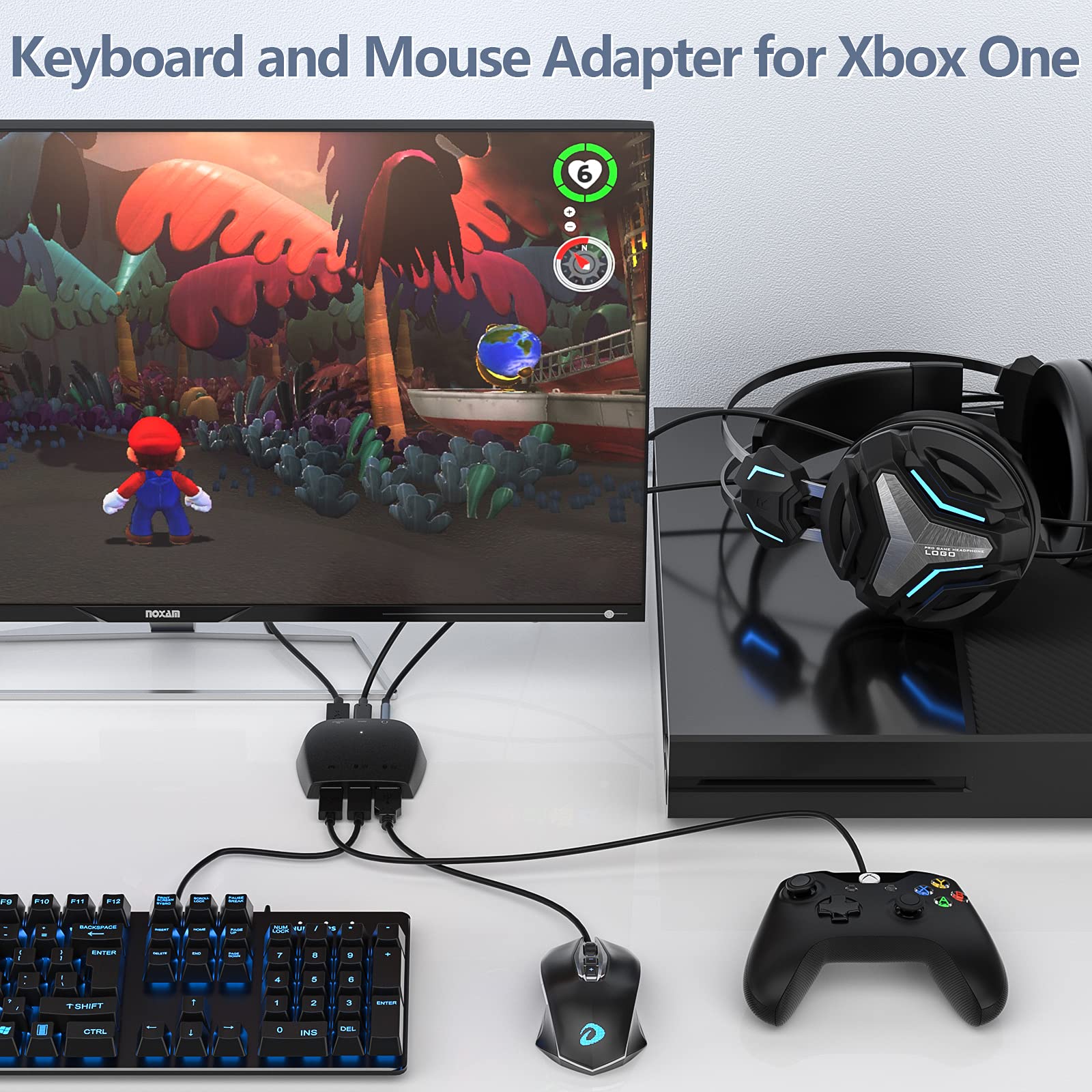 DOODA Keyboard and Mouse Adapter, Mouse and Keyboard Converter Adapter for N- Switch/Xbox Serious X/S/Xbox 360/Xbox One/PS4/PS3,USB Gaming Mouse Keyboard Converter (Black)
