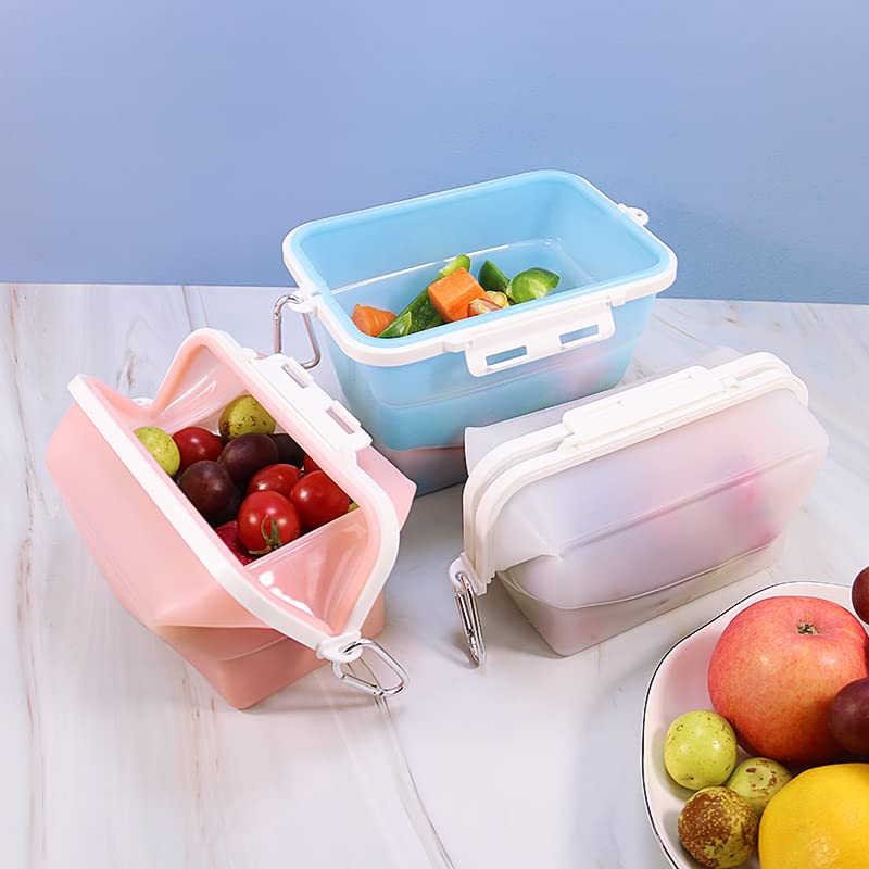 NOLOG YAYIN Reusable Silicone Bags - Leakproof & Airtight {100% Food Grade Silicone} Microwave & Dishwasher Safe Freezer Silicone