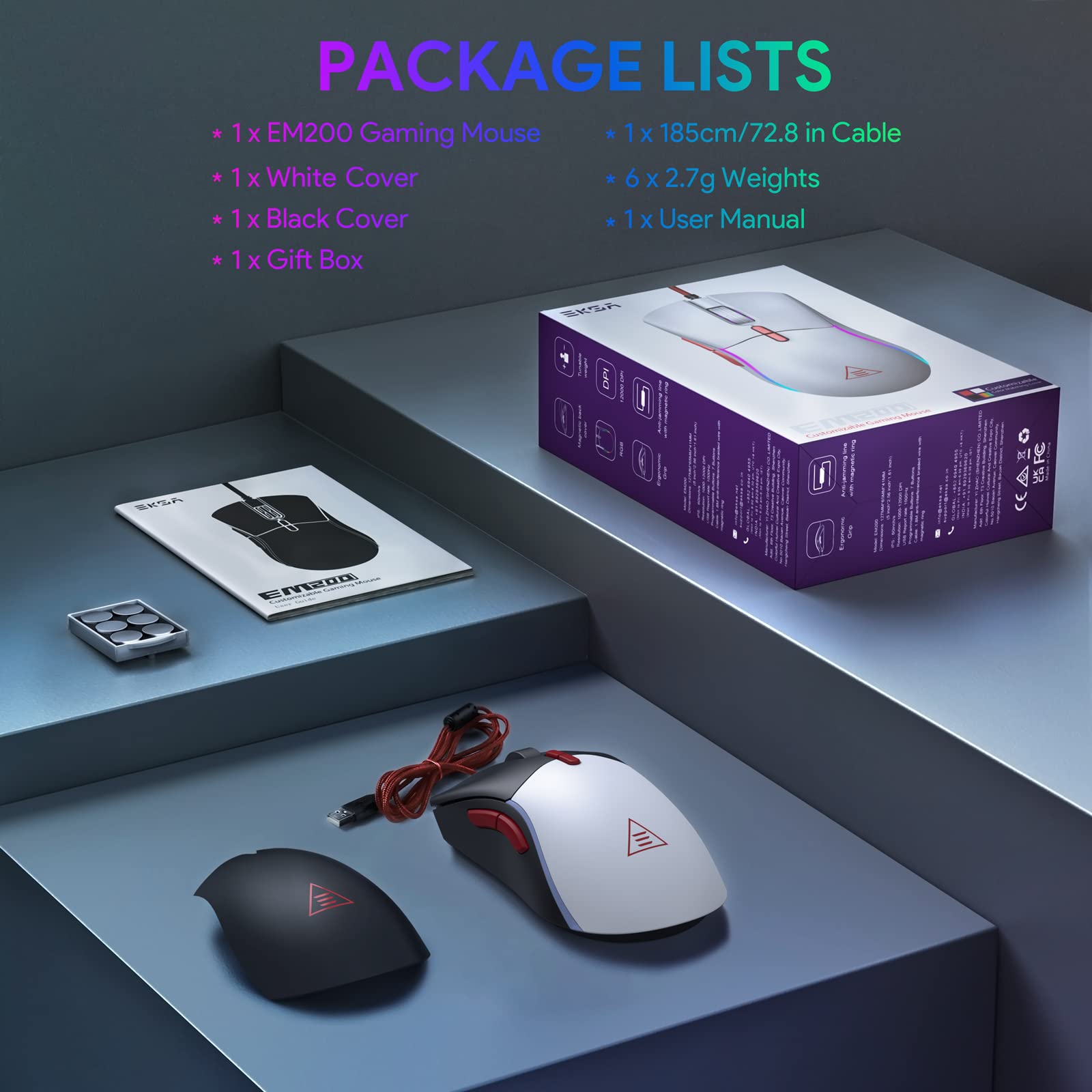 EKSA Gaming Mouse,Computer Mouse,Ergonomic Mouse, Adjustable 12000 DPI Wired Mouse for Windows/PC/Mac/Laptop Gamer