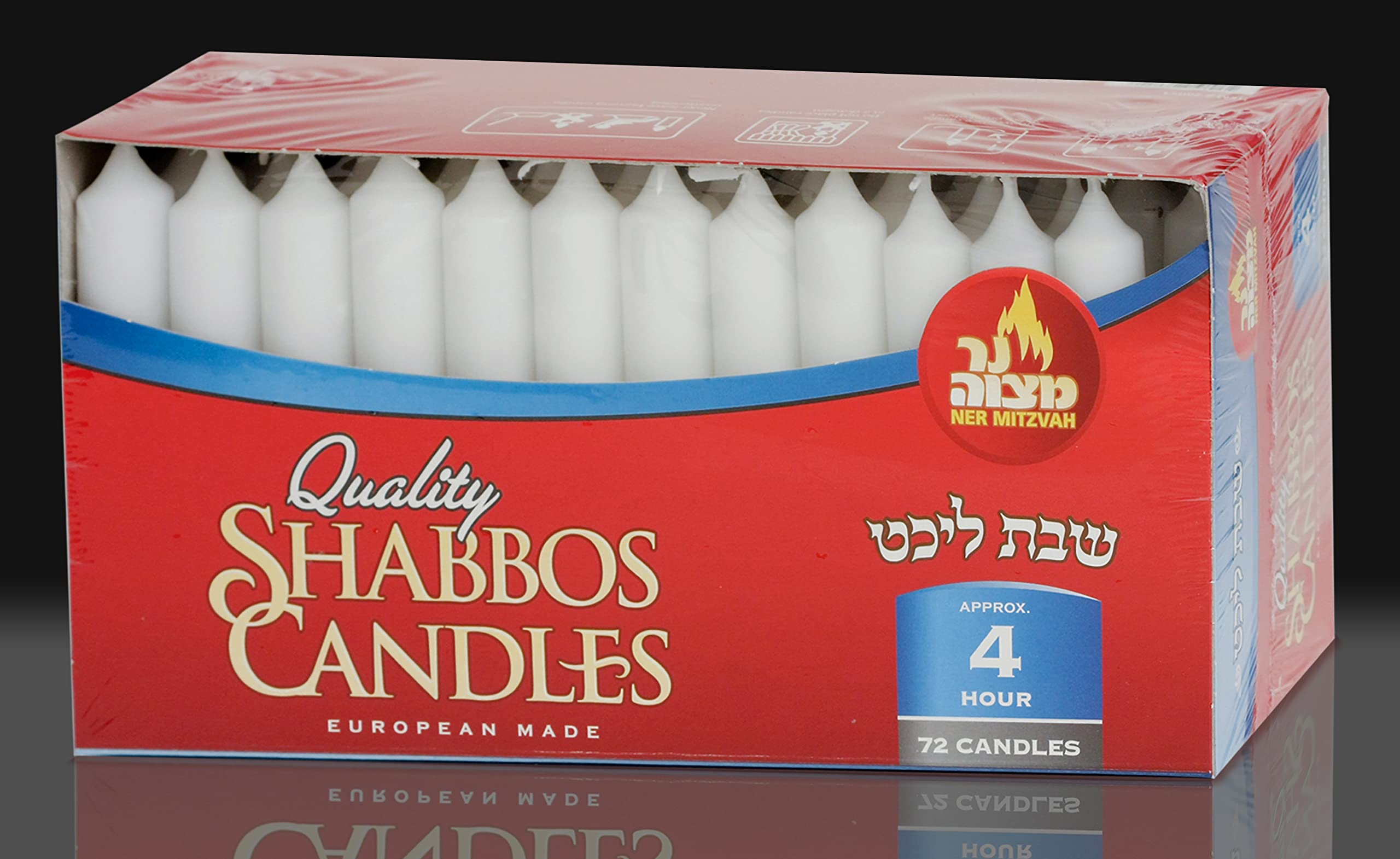 Ner Mitzvah Classic White Taper Candles β 7 Inch Candles - 60 Bulk Pack - for Shabbat Candles, Dinner Tables, Restaurants, Ceremonies and Emergency - 6 Hour Burn Time