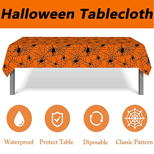 UOMNICUE Christmas Tablecloth 54 X 108Inch,Disposable Plastic Red White Christmas Trees Snowflakes Table Cover Christmas Theme Tablecloth for Christmas Holiday Party Decorations (3, Spider Web)