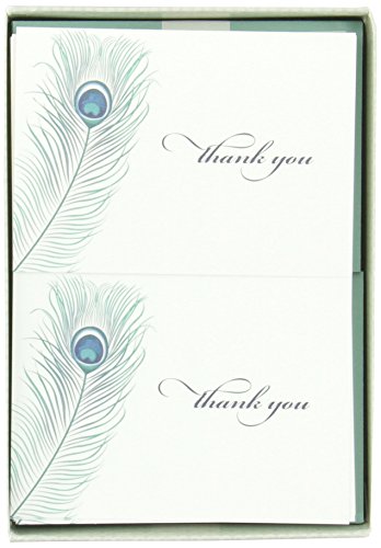Hortense B. Hewitt 50-Count Peacock Feather Thank You Note Cards