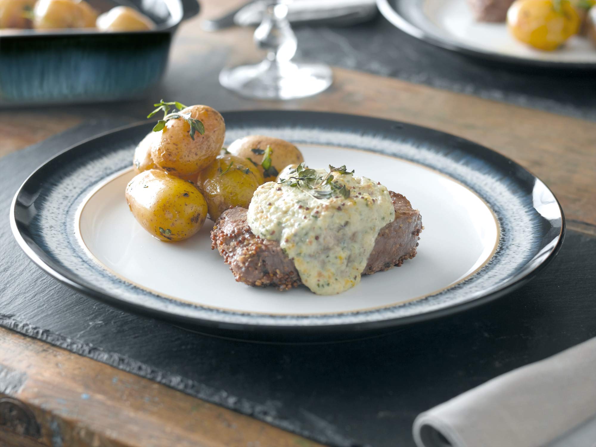 Denby 199048805 Halo 2 Piece Dinner Plate Set, Stoneware