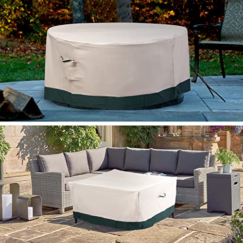 Forvio Fire Pit Cover Round 36 Inch, 600D Heavy Duty 100% Waterproof Outdoor Fireplace Cover for Patio Firepit, Ripstop and Fade Resistant
