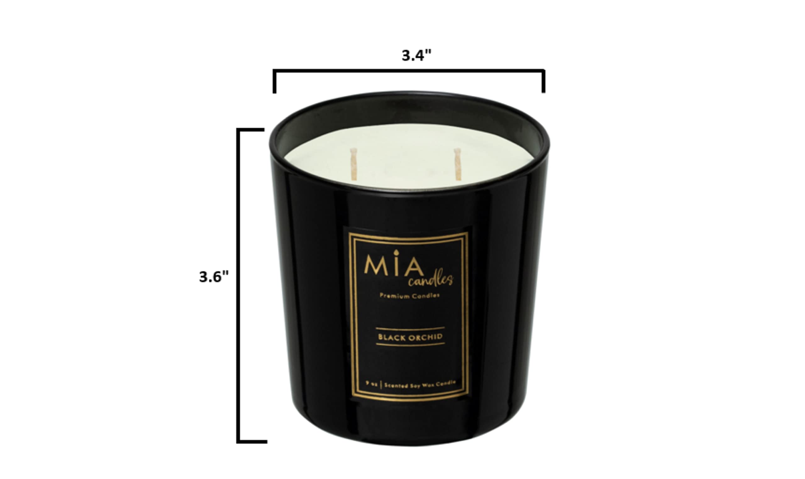 Mia Candles | Black Orchid Highly Scented Candles for Home | 9 oz 45 Hours Burn Time | Non-Toxic Natural Soy Wax Candles | Aromatherapy, Home Decor, Meditation