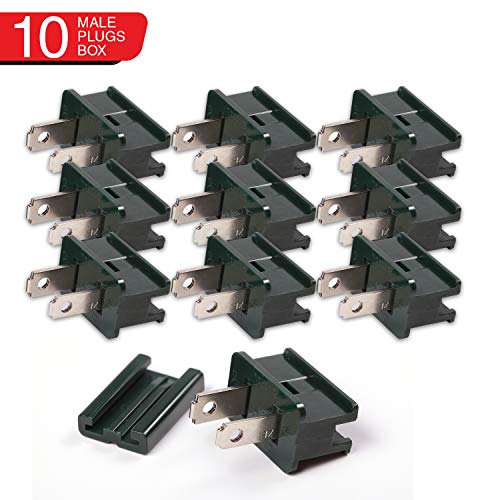 CHRISTMAS LIGHTS FACTORY - Male - Vampire Plug - Gilbert Plug - Slide Plug - 10 Plugs - SPT-1 - Green - Create custom extension cords or custom light strings for your holiday lighting display.