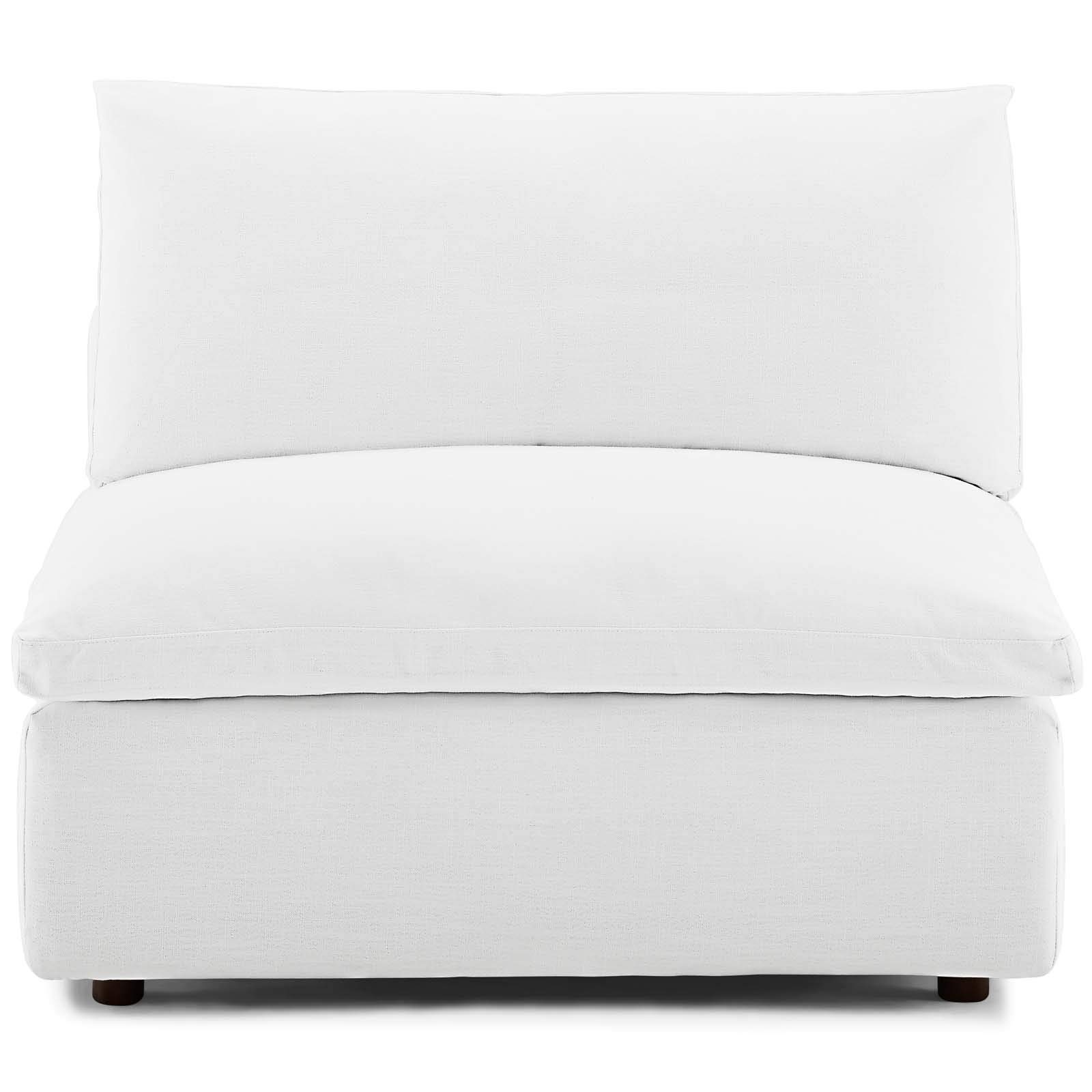 Modway Commix Down-Filled Overstuffed Upholstered Sectional Sofa Armless Chair in White