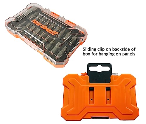NordWolf 20-Piece Low Profile Mini Reversible Ratchet Wrench and Bits Set, Includes Square Head/Phillips/Pozidrive/Torx Security/Hex/Slotted Bits in Storage Case
