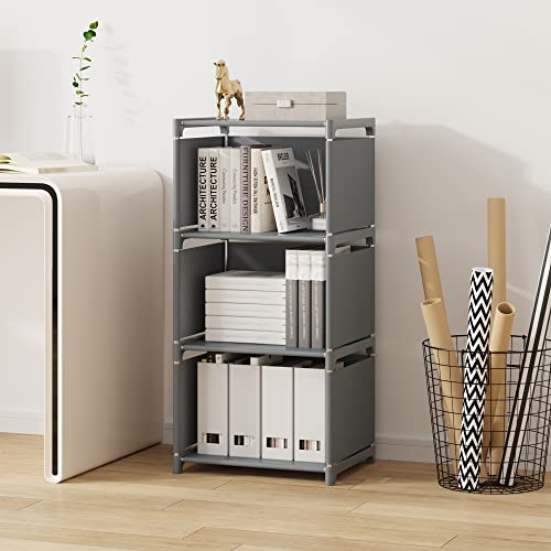 RIIPOO Storage Cube Shelves, 3-Cube Organizer Shelf for Bedroom Closet, 4-Layer Small Bookshelf, Bookcase Unit for Small Spaces