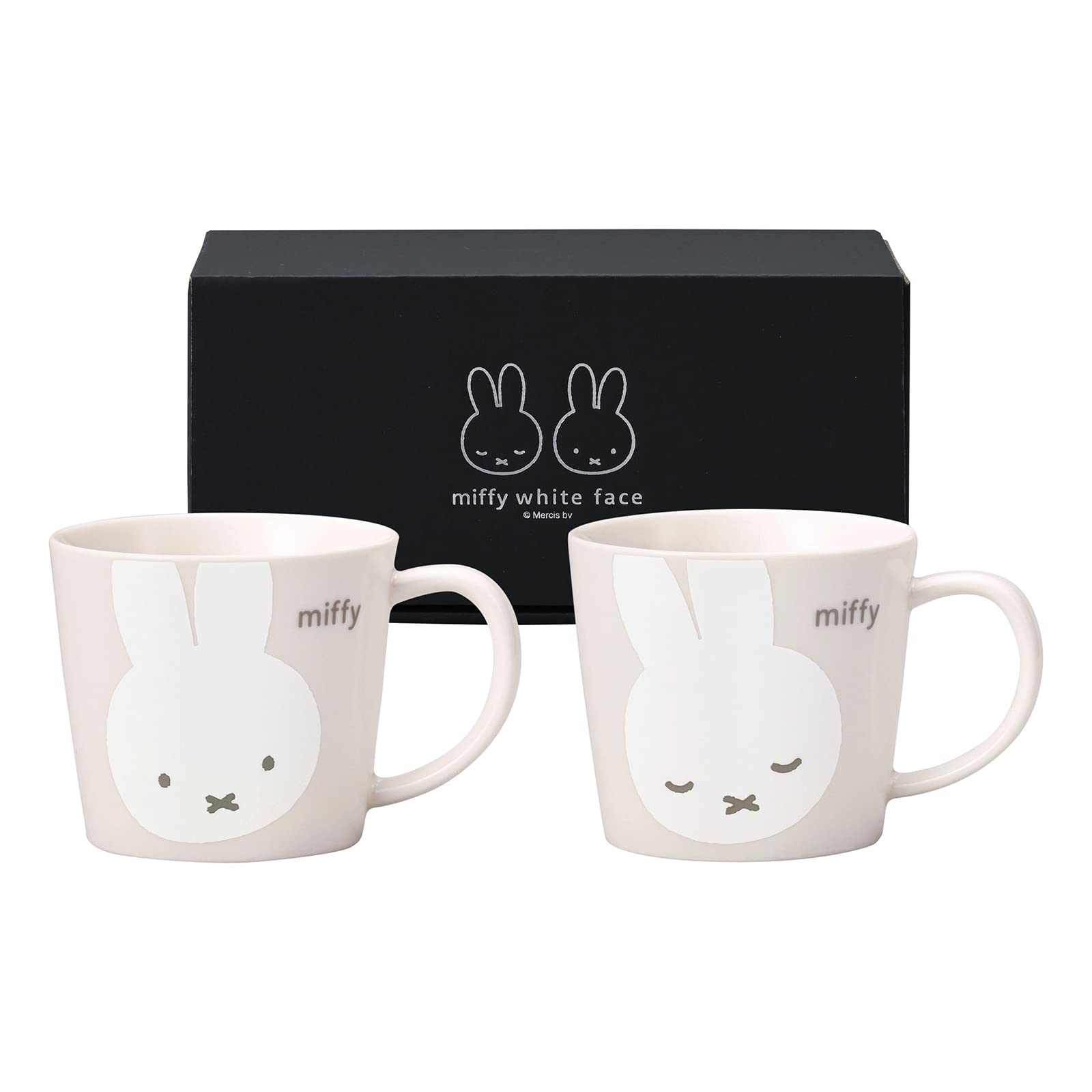 Kaneshotouki 288750 Dick Bruna Miffy Pair Mug, Mug, Size M, Approx. 9.5 fl oz (280 ml), Set of 2, Miffy White Face, Made in Japan