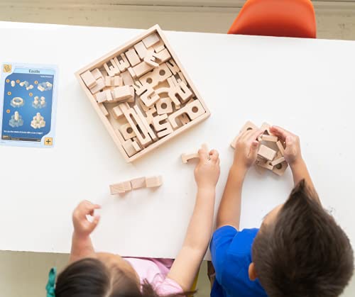 SumBlox Mini (Basic Set) - Set of 80 Mini STEM Solid Wood Educational Numbers, Including Wooden Box and Pack of 80 Activity Cards