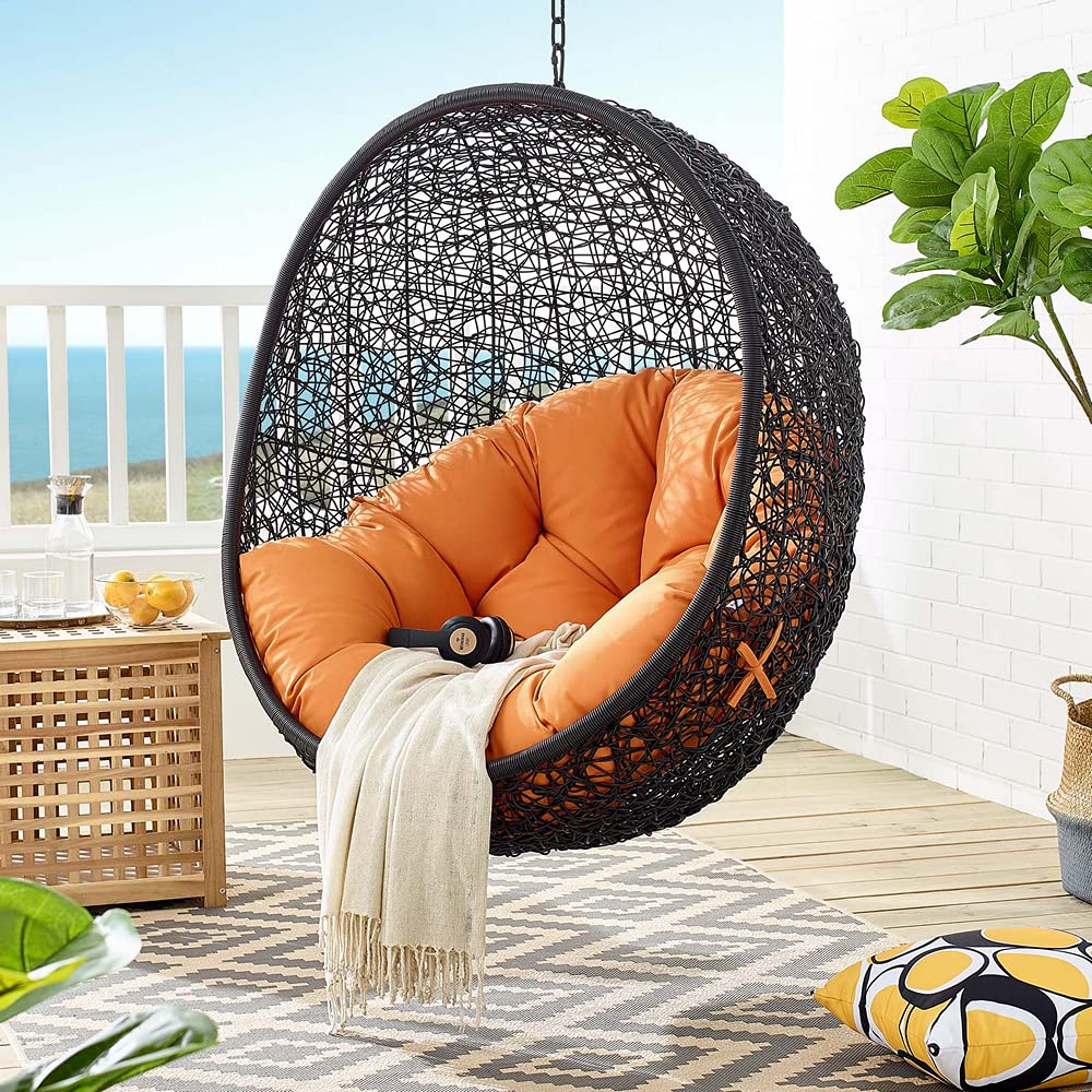 Modway EEI-3636-BLK-ORA Encase Swing Outdoor Patio Lounge Chair Without Stand, 43.5 x 40 x 125.5, Orange