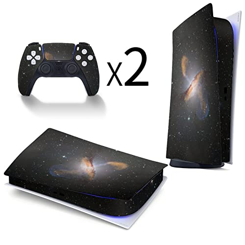 Grey Galaxy Full Protective Skin Cover Design Wrap Decal Sticker Compatible with PS5 Digital Edition Console and Controller