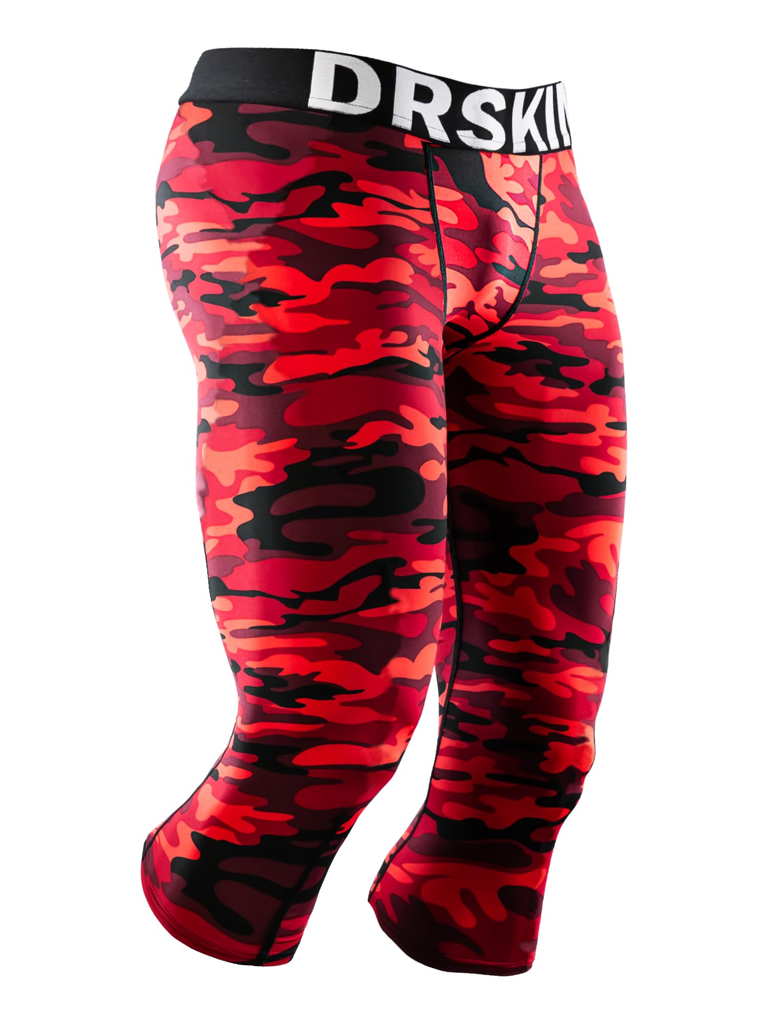 DRSKIN 4 Pack Men’s 3/4 Compression Pants Tights Leggings Shorts Sports Baselayer Running Workout Active (Line (BB801 2P+WH812 2P), XL)