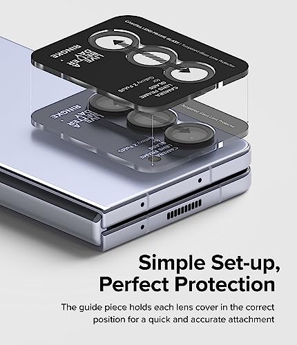Ringke Camera Lens Frame Glass Compatible with Samsung Galaxy Z Fold 5 Camera Lens Protector, Tempered Glass Covers and Aluminum Alloy Frames - Black