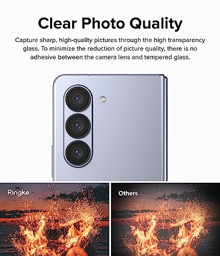 Ringke Camera Lens Frame Glass Compatible with Samsung Galaxy Z Fold 5 Camera Lens Protector, Tempered Glass Covers and Aluminum Alloy Frames - Black