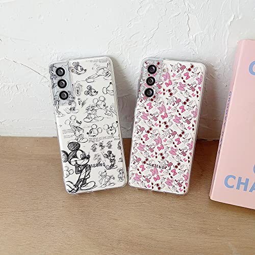 KeQili [2 Pack] for Galaxy Note 10 Plus Minnie Mickey Case,Cute Cartoon Sketching Graffiti Minnie Mouse Mickey Mouse TPU Women Girls Clear Phone Cover for Samsung Galaxy Note 10 Plus