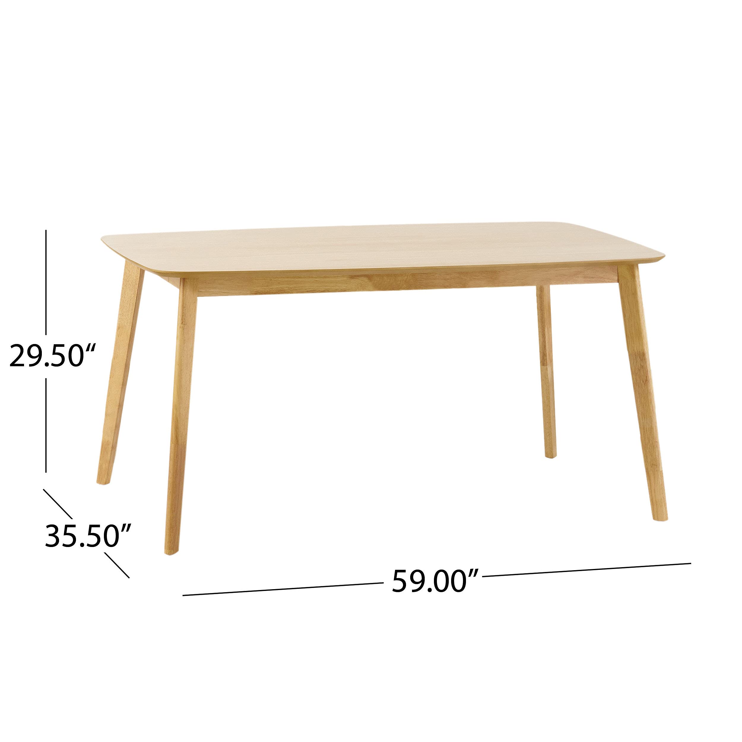 Christopher Knight Home Nyala Wood Dining Table, Natural Oak Finish & Francie Fabric with Oak Finish Dining Chairs, 2-Pcs Set, Grey/Oak
