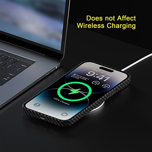 memumi Real Aramid Fiber for iPhone 14 Pro Max 6.7" Case, Sturdy Durable Carbon 0.5 mm Slim Fit for iPhone 14 Pro Max Carbon Fiber Thin Case [ Aramid Fiber] with Military-Grade Drop Protection Black
