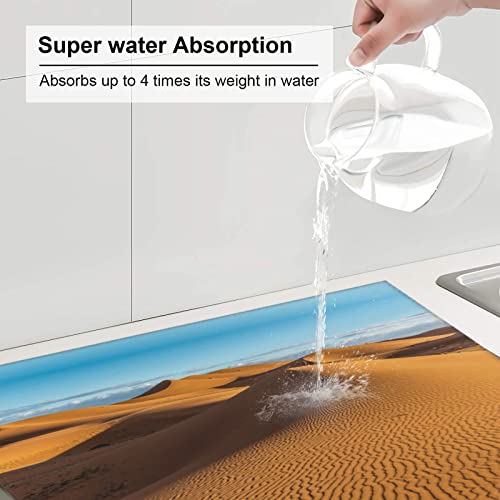 Sand Dunes in The Sahara Desert Printed Drying Mat For Kitchen Ultra Absorbent Microfiber Dishes Drainer Mats Non-Slip Silicone Quick Dry Pad - 18 X 16inch