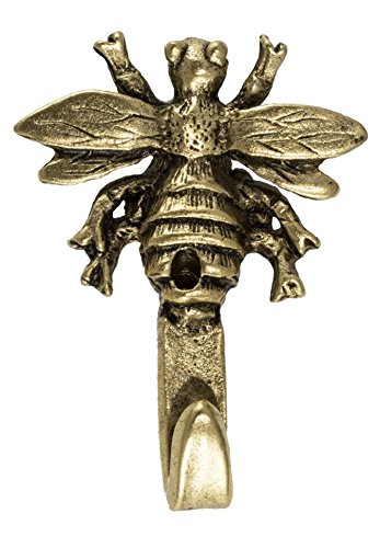 Norma Jean Designs Mini Metal Bumble Bee Hooks, Set of 3, Gold Finish