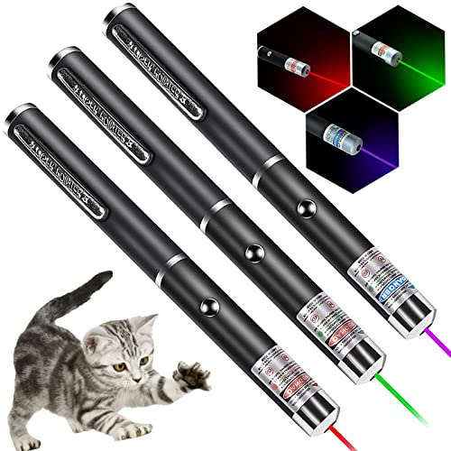 MEUSNO Laser Pointer, Laser Pointer Cat Toys for Indoor Cats, 3 Pack Laser Pointer Pen for Cats Dogs Pet Laser Toy Indoor Interactive Chase Cat Toy Lazer Pointer Pen Tease Cat Laser Light 9343