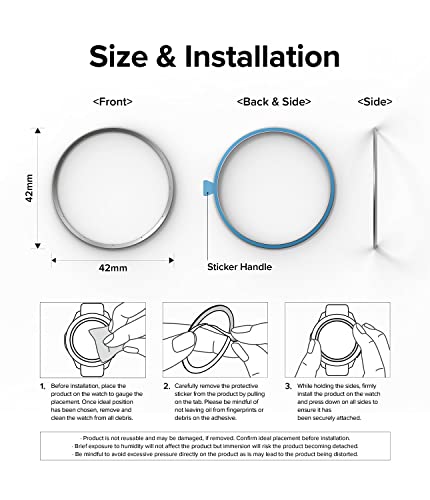 Ringke Inner Bezel Styling Compatible with Samsung Galaxy Watch 4 Classic 42mm, Stainless Steel Anti-Scratch Inner Bezel Ring Protective Cover - 42-IN-03 (ST) Silver