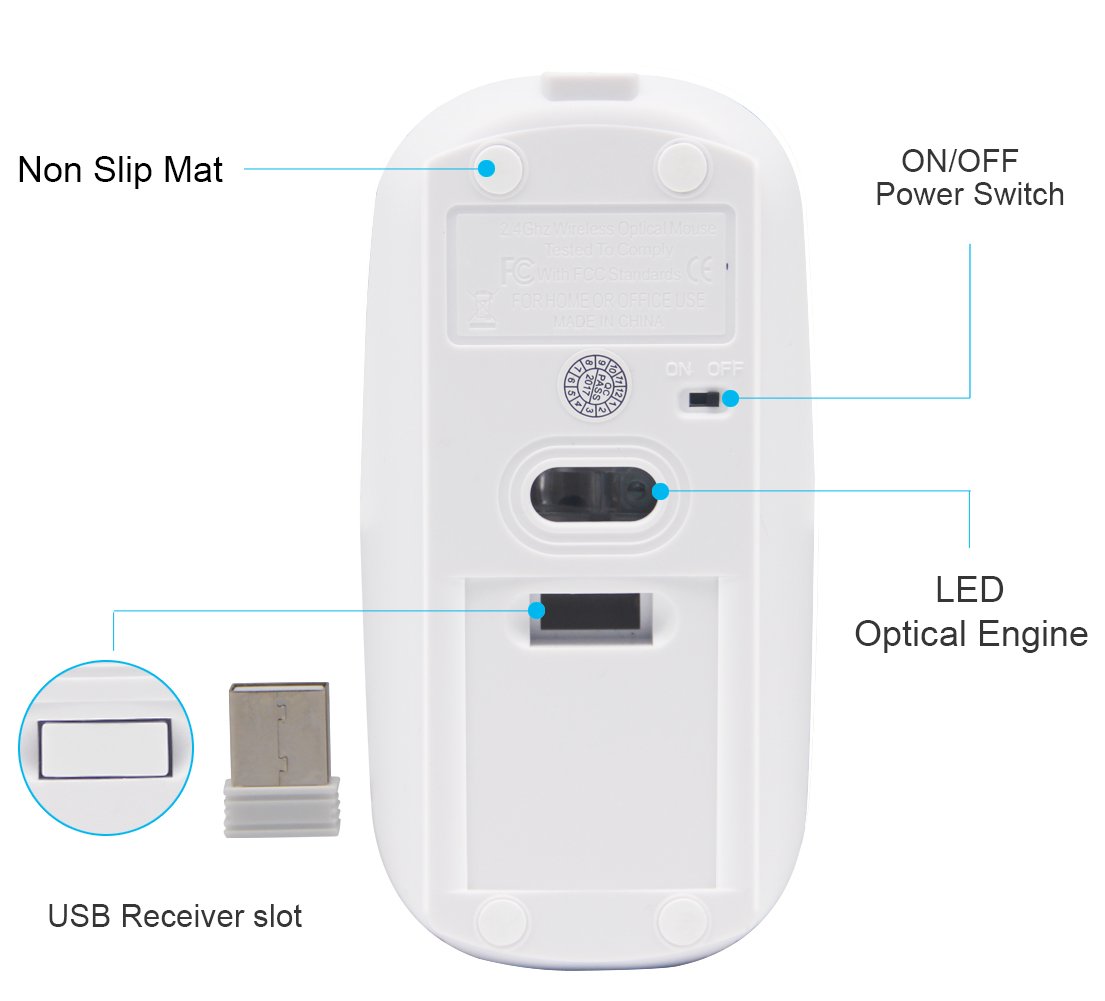 Tsmine Wireless USB Charger Computer Mouse for MacBook Air Mac Pro Laptop Ipad Pad PC The Laser Optical Rechargeable Mini Slim Silent Mice is Replacement Wired Widely Used Desktop iMac (Gray)