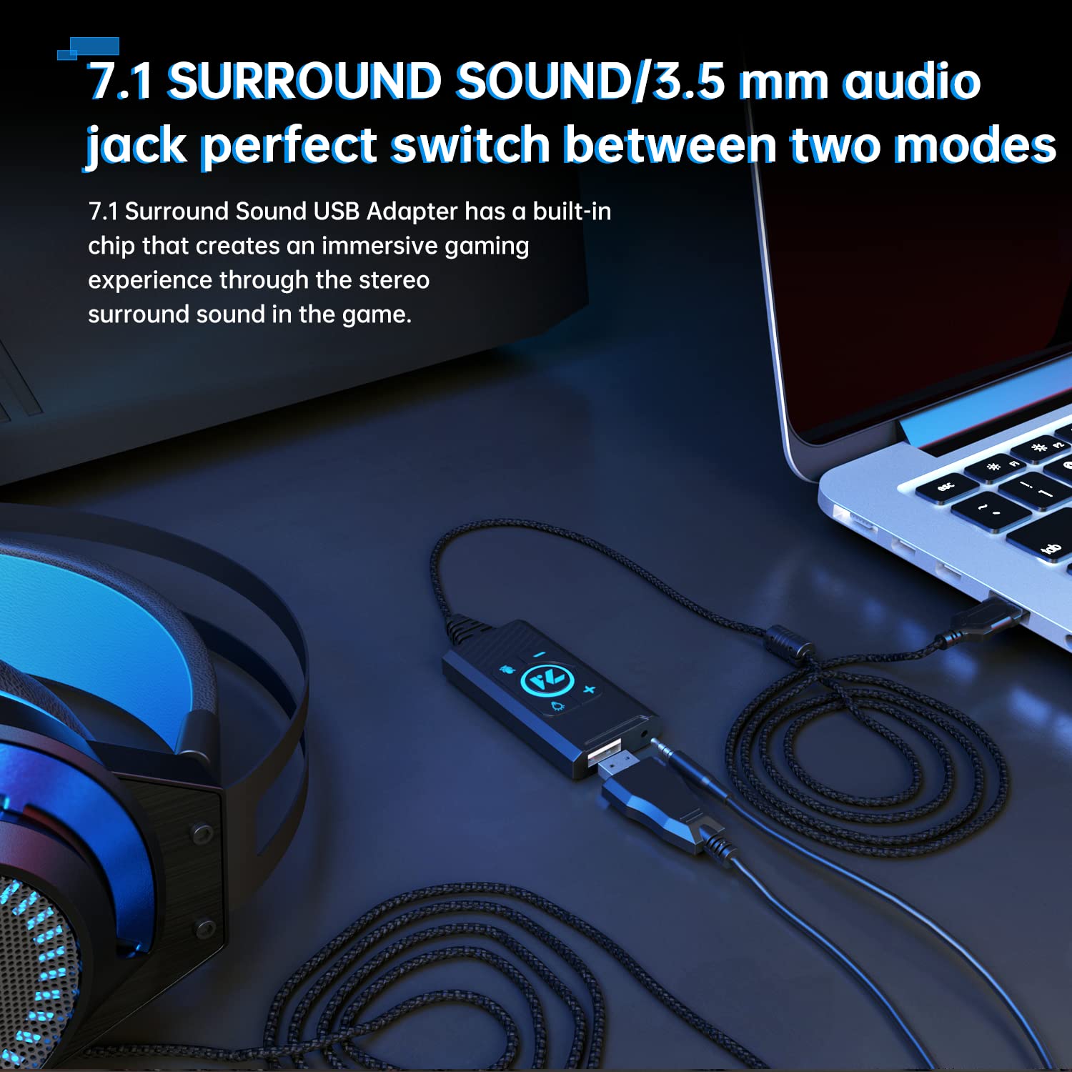 E-YEEGER Gaming Headset PS4 Headset with 7.1 Surround Sound Stereo Xbox One Headset, Gaming Headphones with Noise Canceling Mic & Memory Foam Ear Pads for PC/PS4/PS5/Xbox one/Nintendo Switch Blue