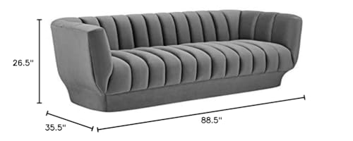 Modway Sofa Entertain Vertical Channel Tufted Performance Velvet Couch in Gray