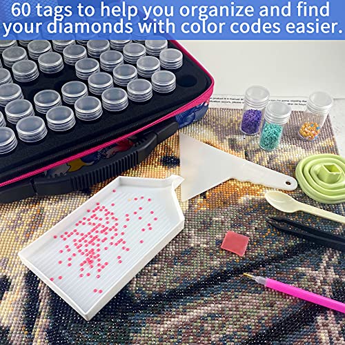 VAIIEYO Diamond Painting Storage Containers, 60 Slots EVA Shockproof Beads Storage Diamond Painting Accessories,Durable High Capacity - Diamond Embroidery Art Craft Jewelry Beads Rhinestones Organizer