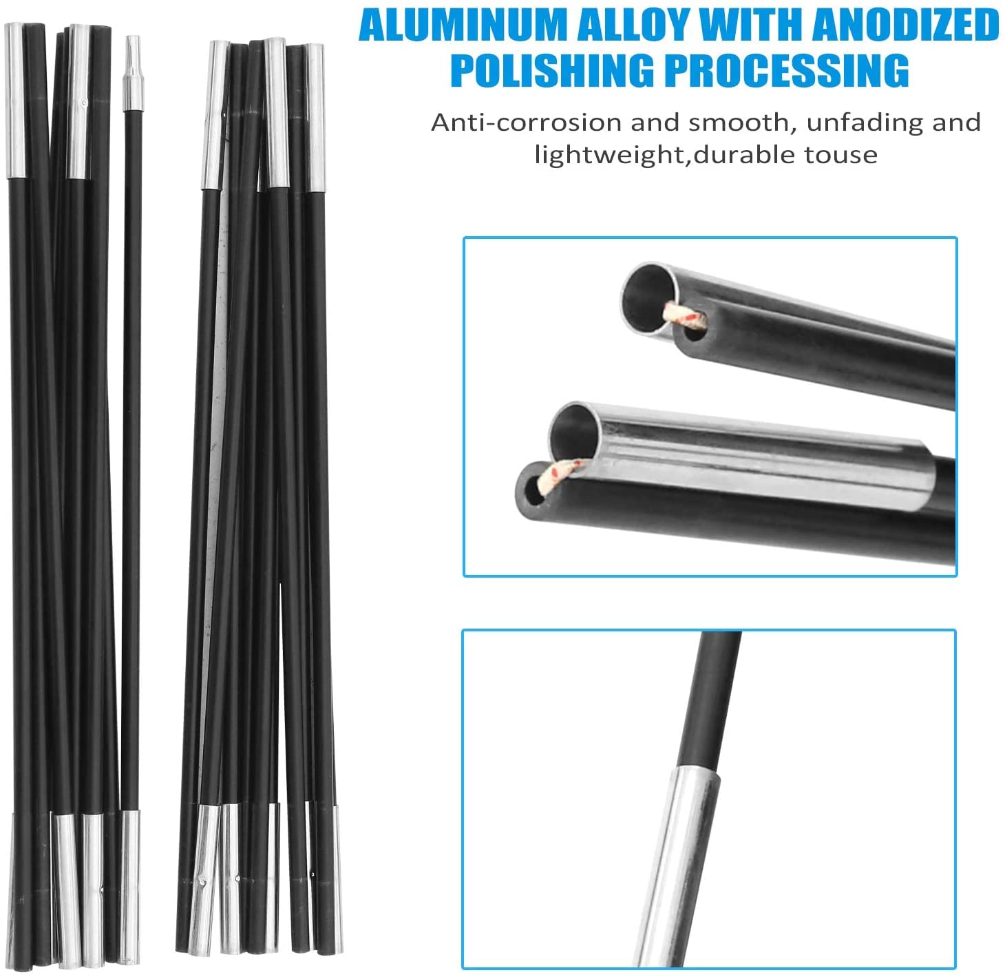 COMMOUDS 2 Packs Beach Tent Poles for Replacement, Fiberglass Tent Rod Lightweight Tent Pole Repair Kit