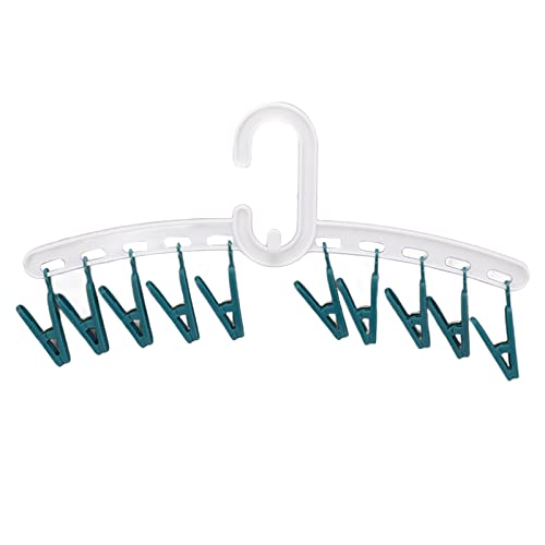 LiebeWH Plastic Sock Clips Drying Rack Portable Clothes Drying Hanger Windproof Straight Rod for Camping and Holiday (White and Green)