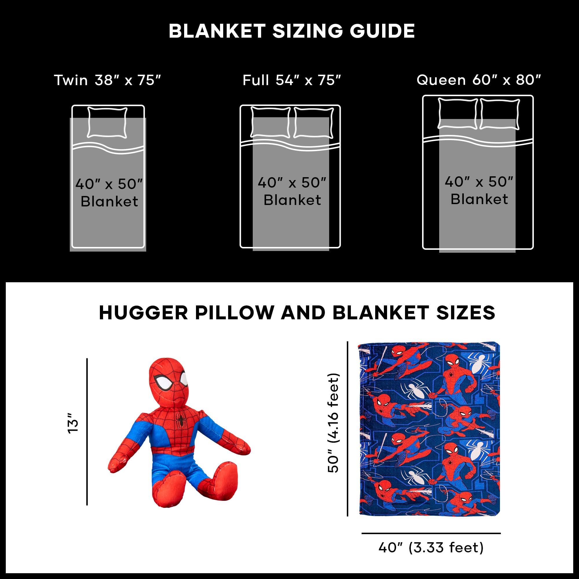Northwest Character Hugger Pillow & Silk Touch Throw Blanket Set, 40" x 50", Spider-Man - Fearless Spidey