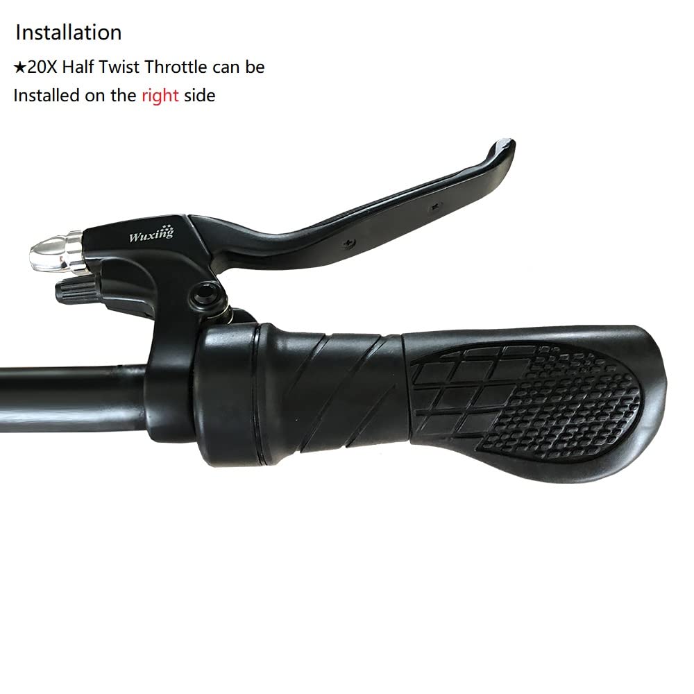 Electric Bike Accessories, Wuxing 20X Half Twist Throttle Right Handle 12V 24V 36V 48V 52V 60V 72V for Ebike 3 Pin SM Connector Conversion Kit Accelerator Parts