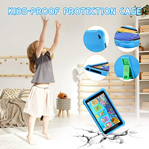 qunyiCO 7 inch Kids Tablet 32GB Android 11 WiFi Camera Bluetooth 2GB RAM HD Touch Screen 1024x600 Kid-Proof Case Parental Control Learning App on Google Certified Playstore Blue
