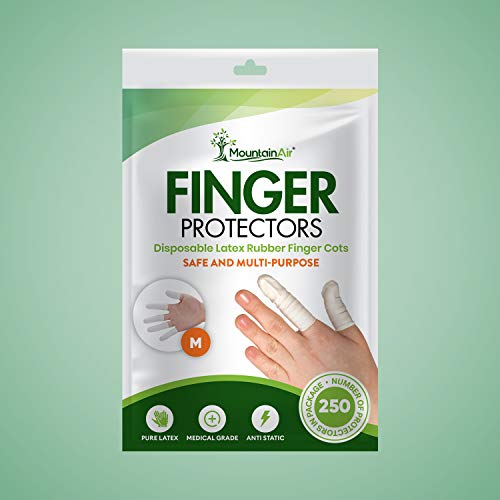 MountainAir β 250 Pcs Finger Cots - Disposable Finger Protectors - Rubber Finger Covers for Finger Tips - Electronic Repairs and More β Fingertips Protective Gloves Disposable Guards - Medium