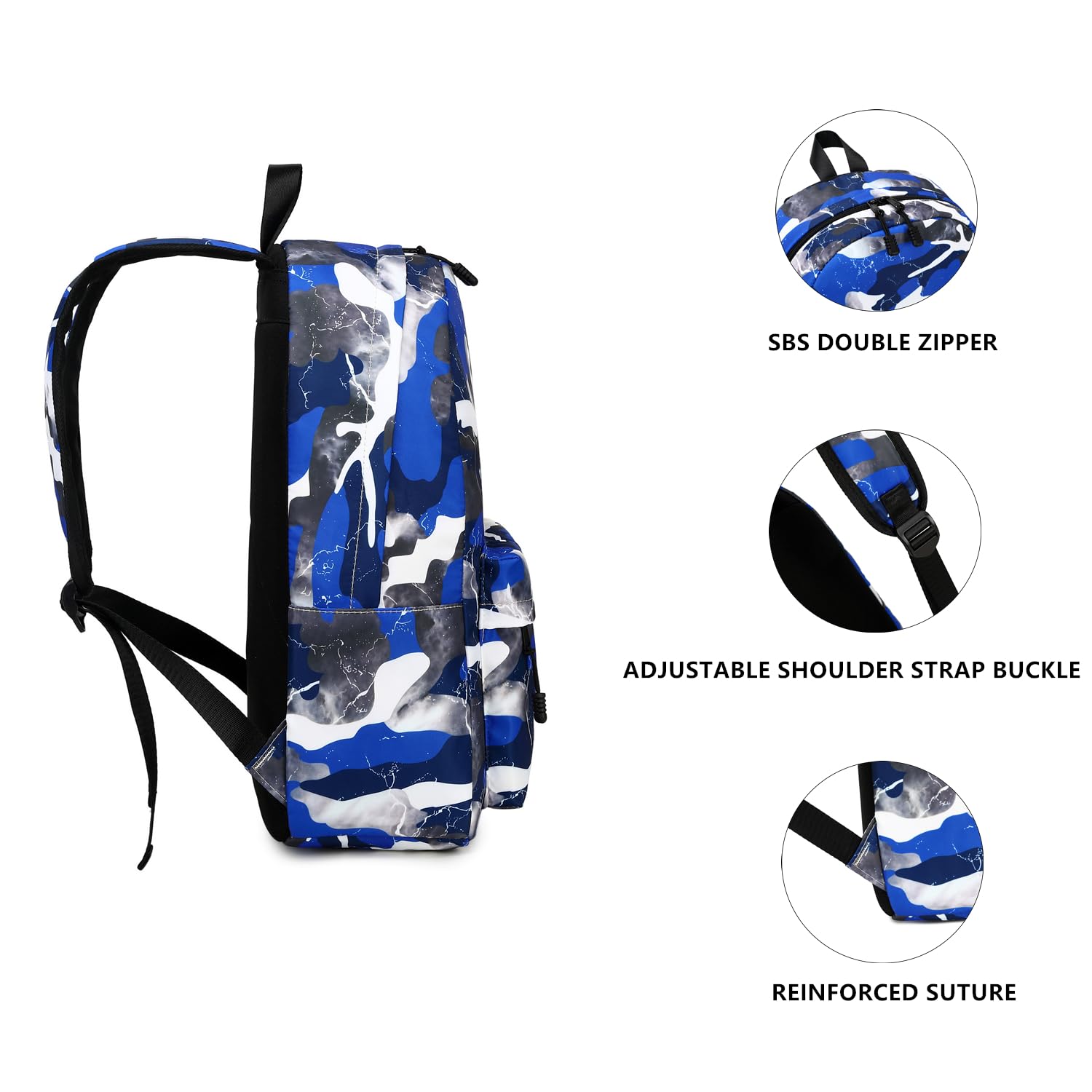 Lmwzh Backpack For Boys Girls Elementary Waterproof teen School Bags Kids Bookbag Lightweight Camo Blue(2023 Model)