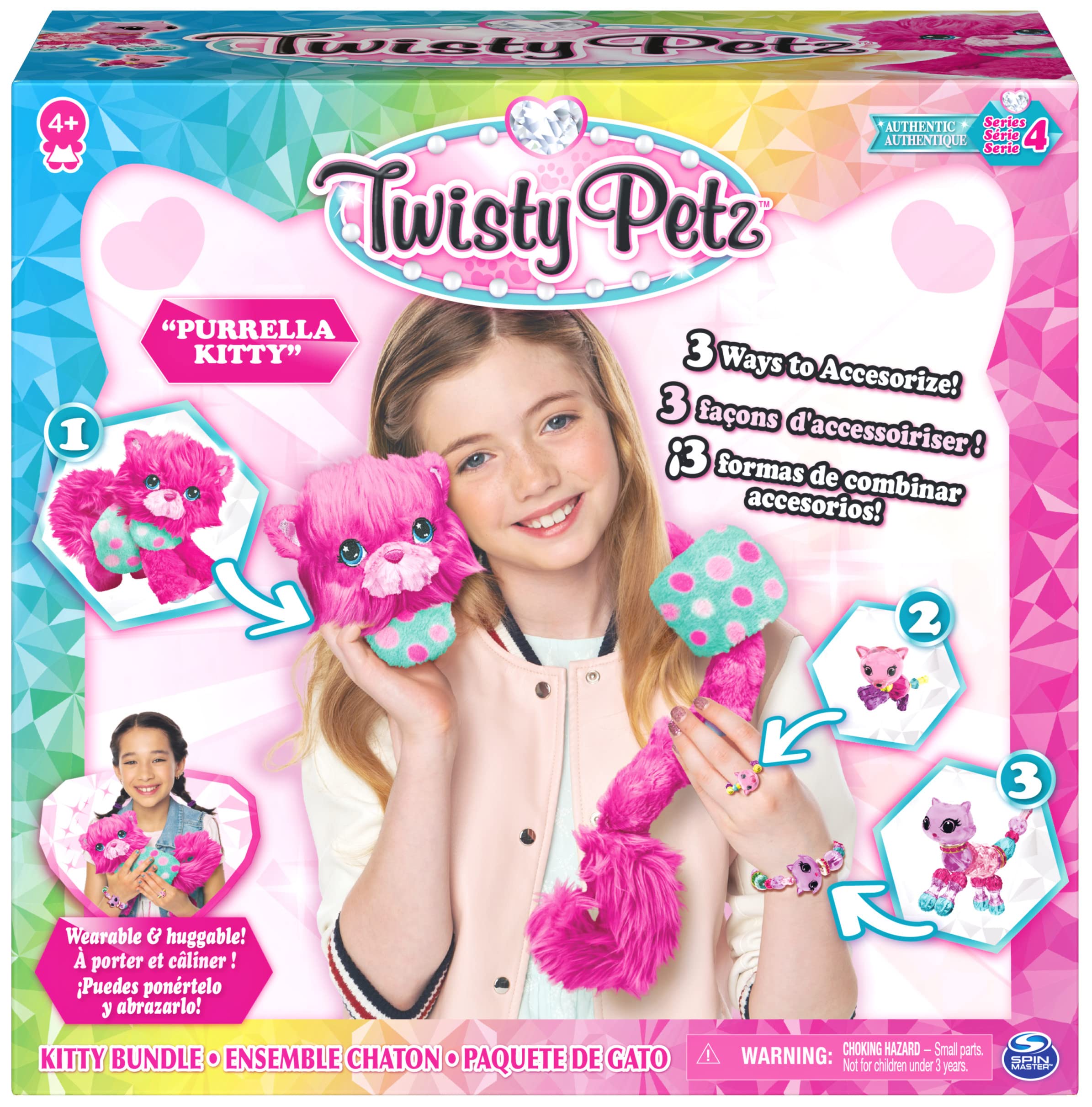 Twisty Petz, Series 4, Purrella Kitty Bundle with Cuddlez Plush and 2 Collectible Bracelets