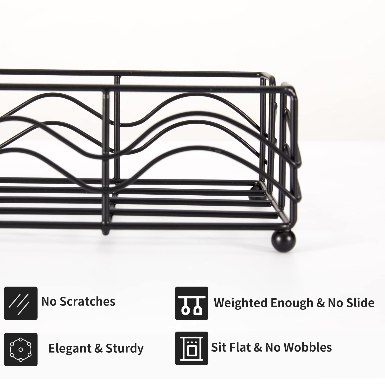 Ebristar Guest Towel Napkin Holder, Elegant Disposable Paper Hand Towel Holder, Modern Black Napkin Holder Storage Tray, Sturdy Guest Towel Holder Tray for Bathroom Kitchen Dining Table - Rectangle