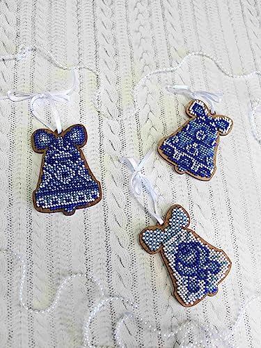 MP Studia Cross Stitch Embroidery Kits for Adults and Beginners Winter - Christmas Tree Toy - Frost Bell 7x5cm/2.76x1.97