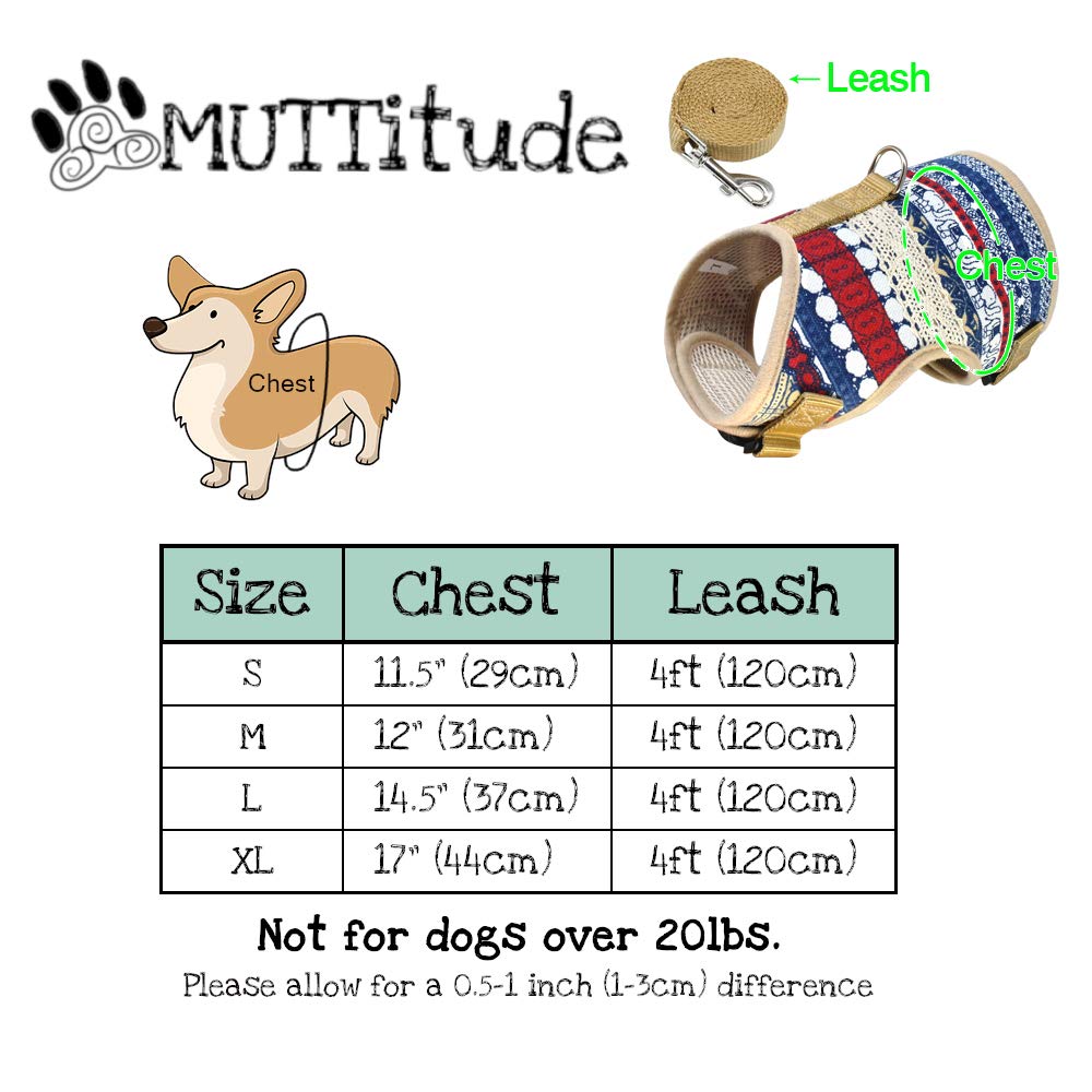 Muttitude Dog Harness & Leash Set for Small Breeds (Extra Large, Goa)