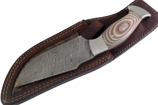 Custom handmade Damascus steel fixed blade hunting knife. PPI-10