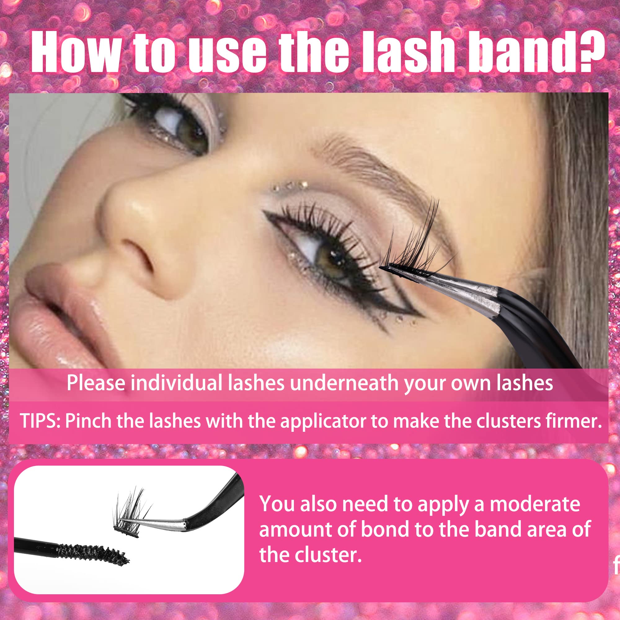 Eyelashes Glue,Lashes Bond and Seal,Individual Lashes Adhesive for Cluster DIY False Eyelash Extension,Strong Hold Waterproof Long Lasting Eyelashes Glue for Sensitive Eyes (5ML)