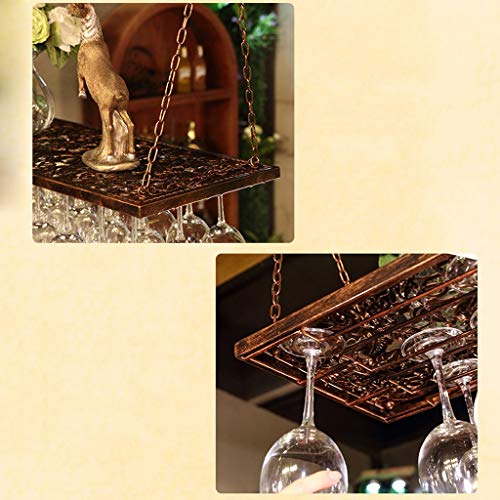 Iron Hanging Wine Glass Racks, Vineyard Chain Adjustable Ceiling Mounted Hanging Stemware Holder Wine Glass Hanger Wine Glass Organizer Rack J1028, PIBM, Black, 100cm