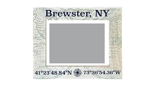 R and R Imports Brewster New York Souvenir Wooden Photo Frame Compass Coordinates Design Matted to 4 x 6