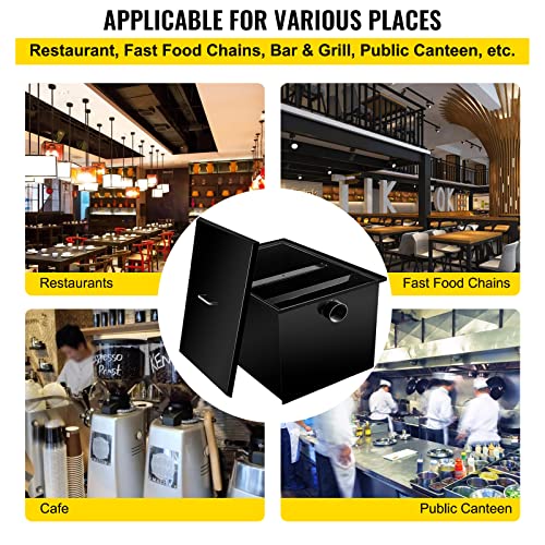 VEVOR 14 LB Commercial, Carbon Steel 7 GPM, Interceptor Side Water Inlet, Under Sink Grease Trap for Restaurant Canteen Factory Home Kitchen, Black