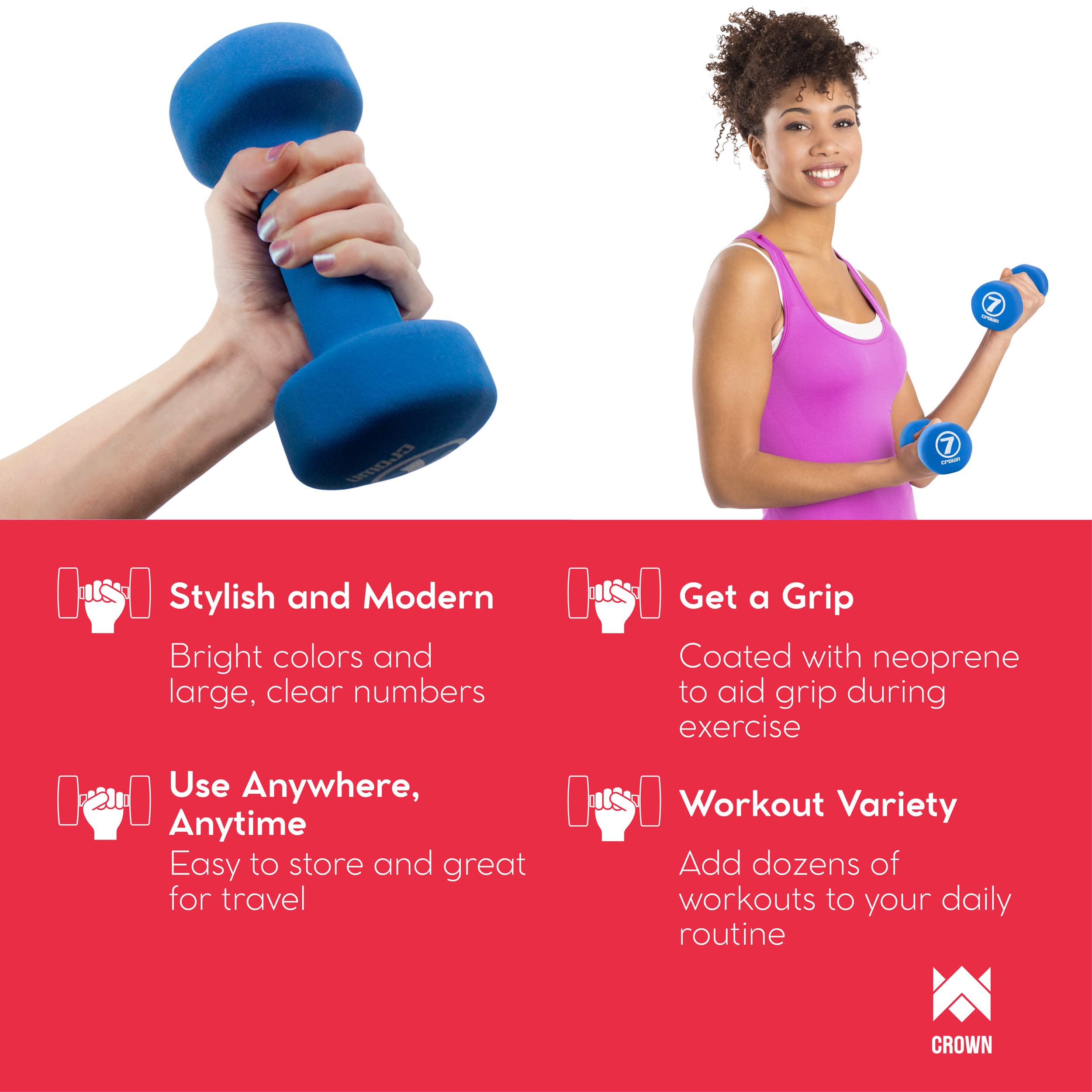 Crown Sporting Goods Pair of Neoprene Body Sculpting Hand Weights (10 LB)